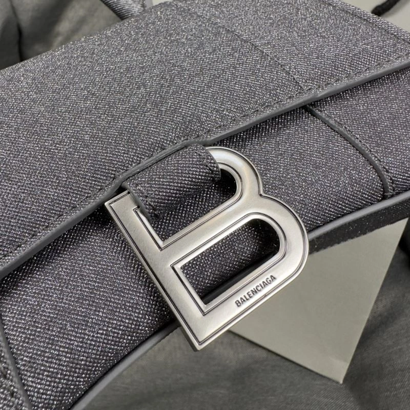 Discounted Balenciaga Starry Gray Mini Hourglass Bag with Metallic Detail