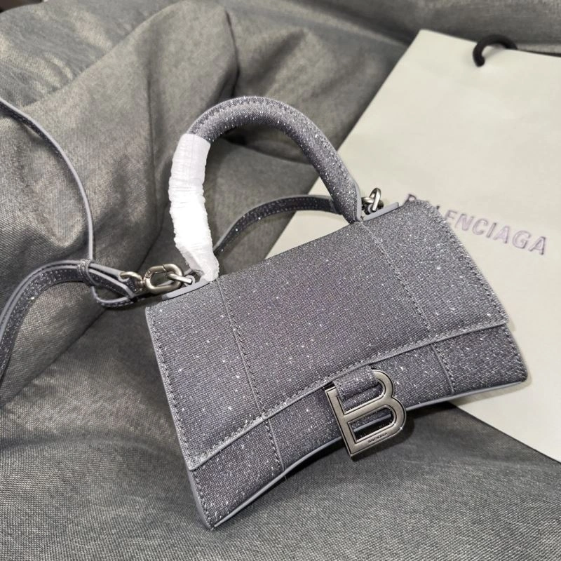 Discounted Balenciaga Starry Gray Mini Hourglass Bag with Metallic Detail