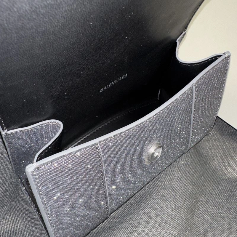 Discounted Balenciaga Starry Gray Mini Hourglass Bag with Metallic Detail