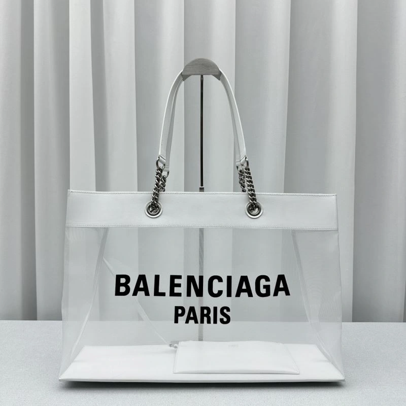 Discounted Balenciaga Summer 23 Large White Mesh Tote Bag with Soft Mini Pouch