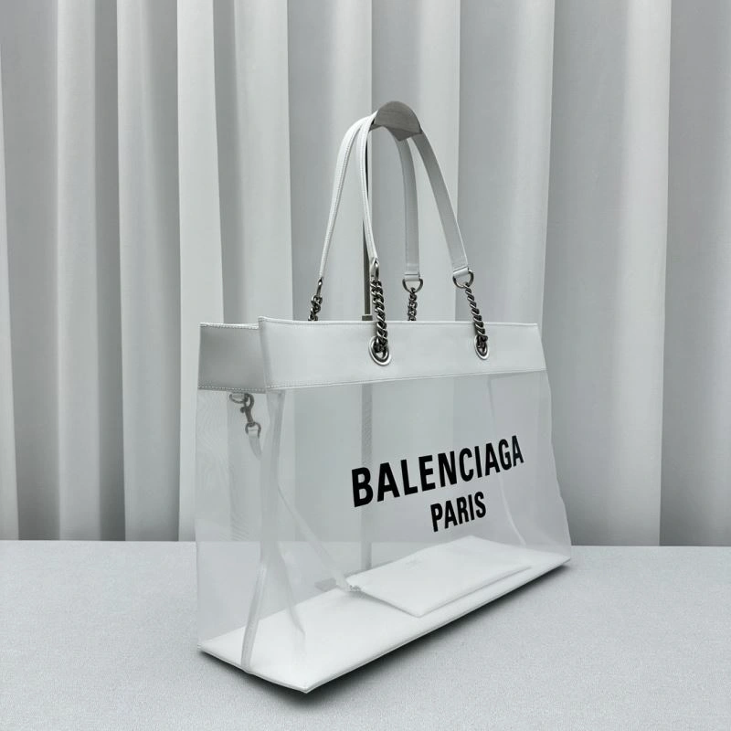 Discounted Balenciaga Summer 23 Large White Mesh Tote Bag with Soft Mini Pouch