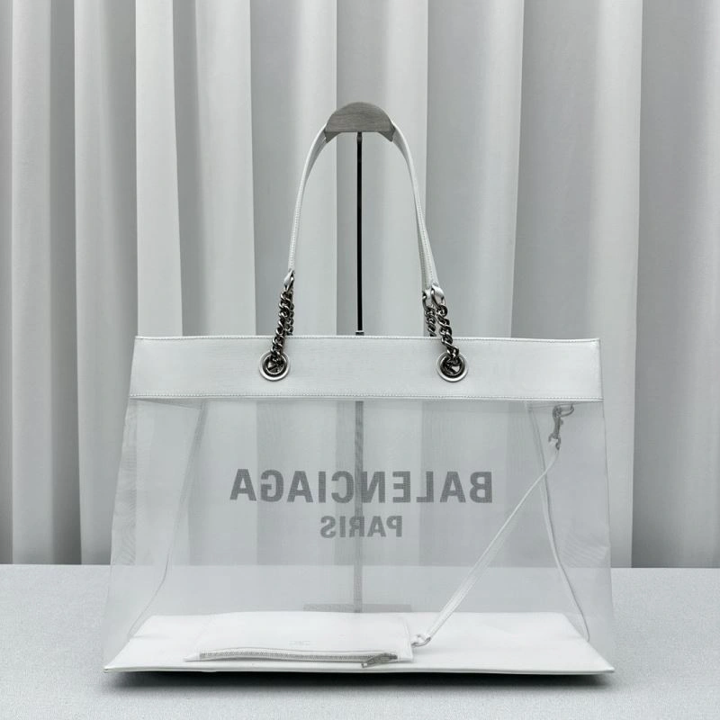 Discounted Balenciaga Summer 23 Large White Mesh Tote Bag with Soft Mini Pouch