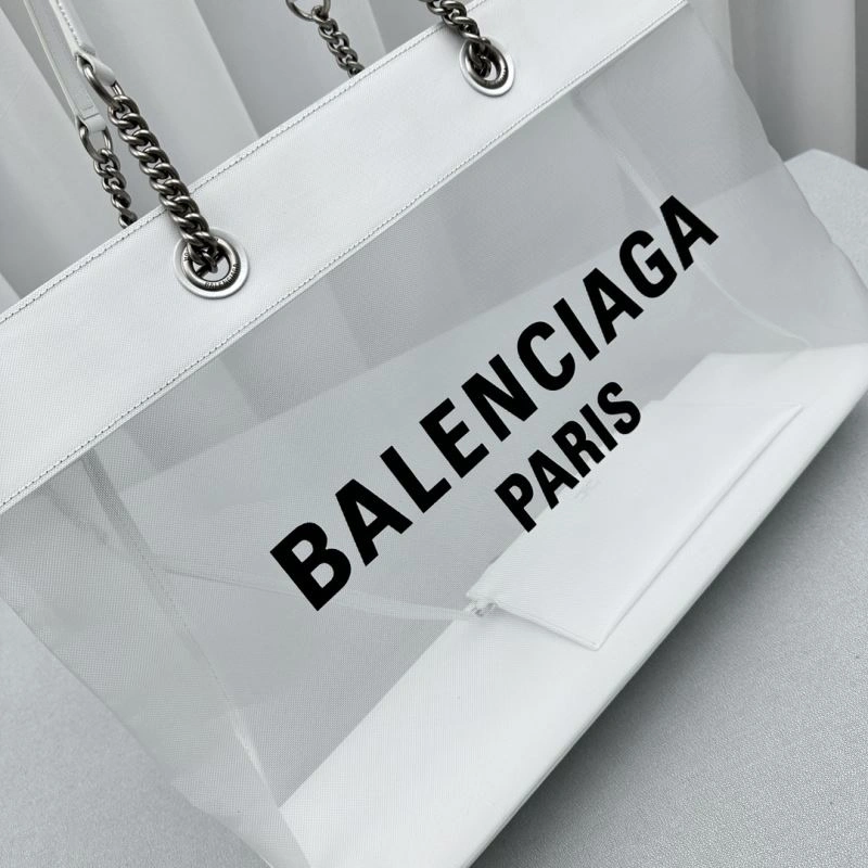 Discounted Balenciaga Summer 23 Large White Mesh Tote Bag with Soft Mini Pouch