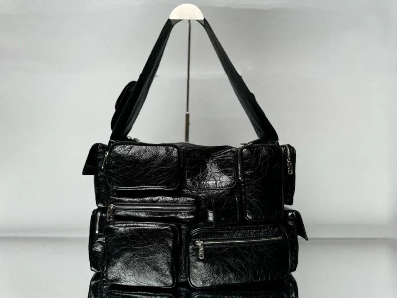 Balenciaga Superbusy Vintage Lambskin Motorcycle Tote Bag