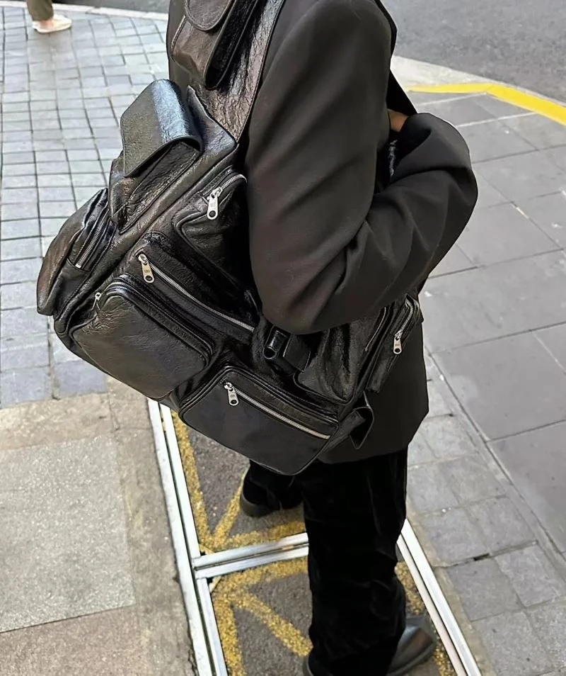 Original Balenciaga Superbusy Vintage Lambskin Motorcycle Tote Bag