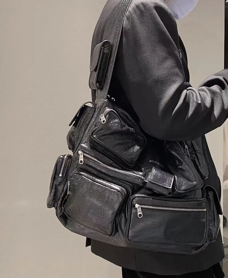 Original Balenciaga Superbusy Vintage Lambskin Motorcycle Tote Bag