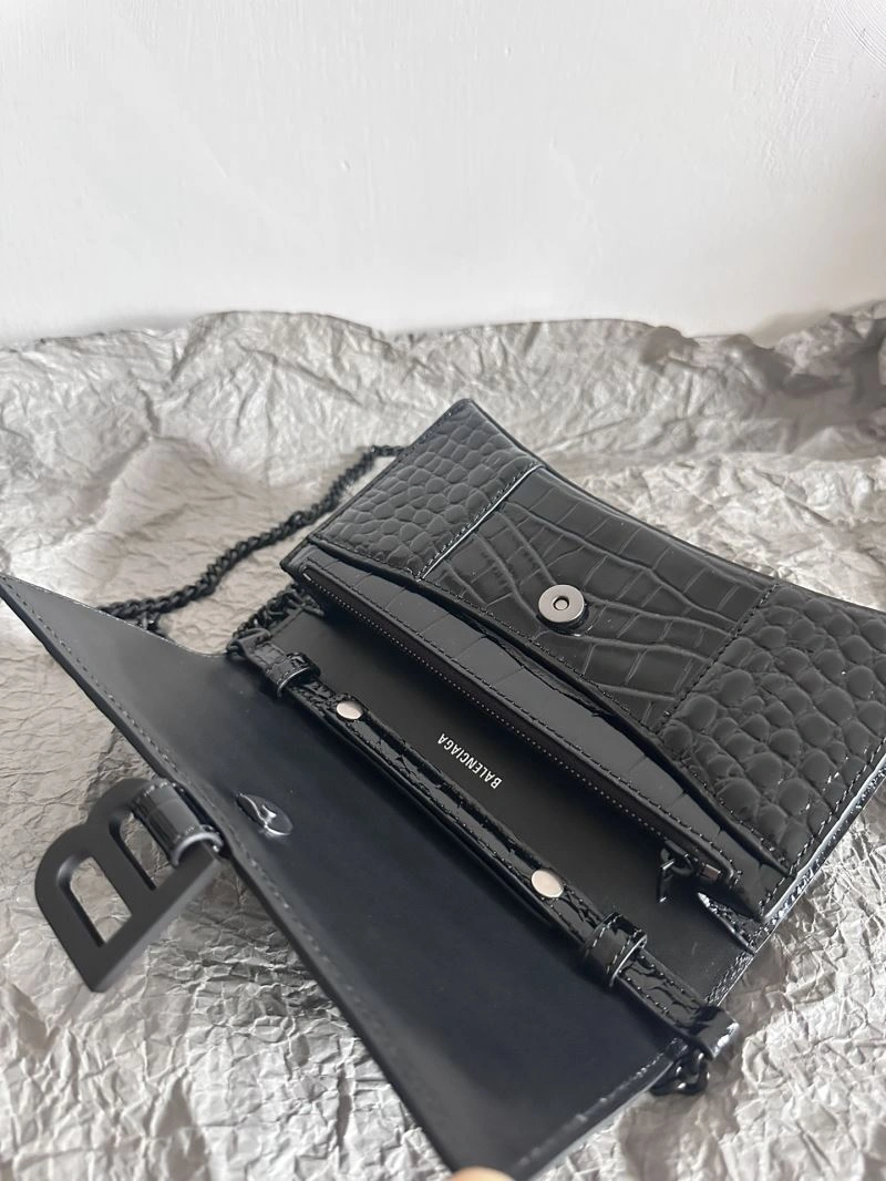 High fidelity Balenciaga Timeless Elegance Hourglass Chain Bag WOC with Croc Detail