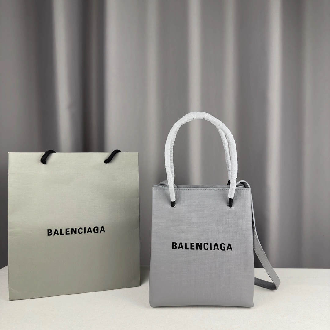 Balenciaga Toothpick Calfskin Square Shopping Bag with Nappa Handles
