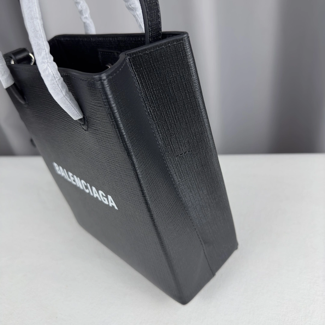 Authentic Balenciaga Toothpick-Pattern Calfskin Square Shopping Bag