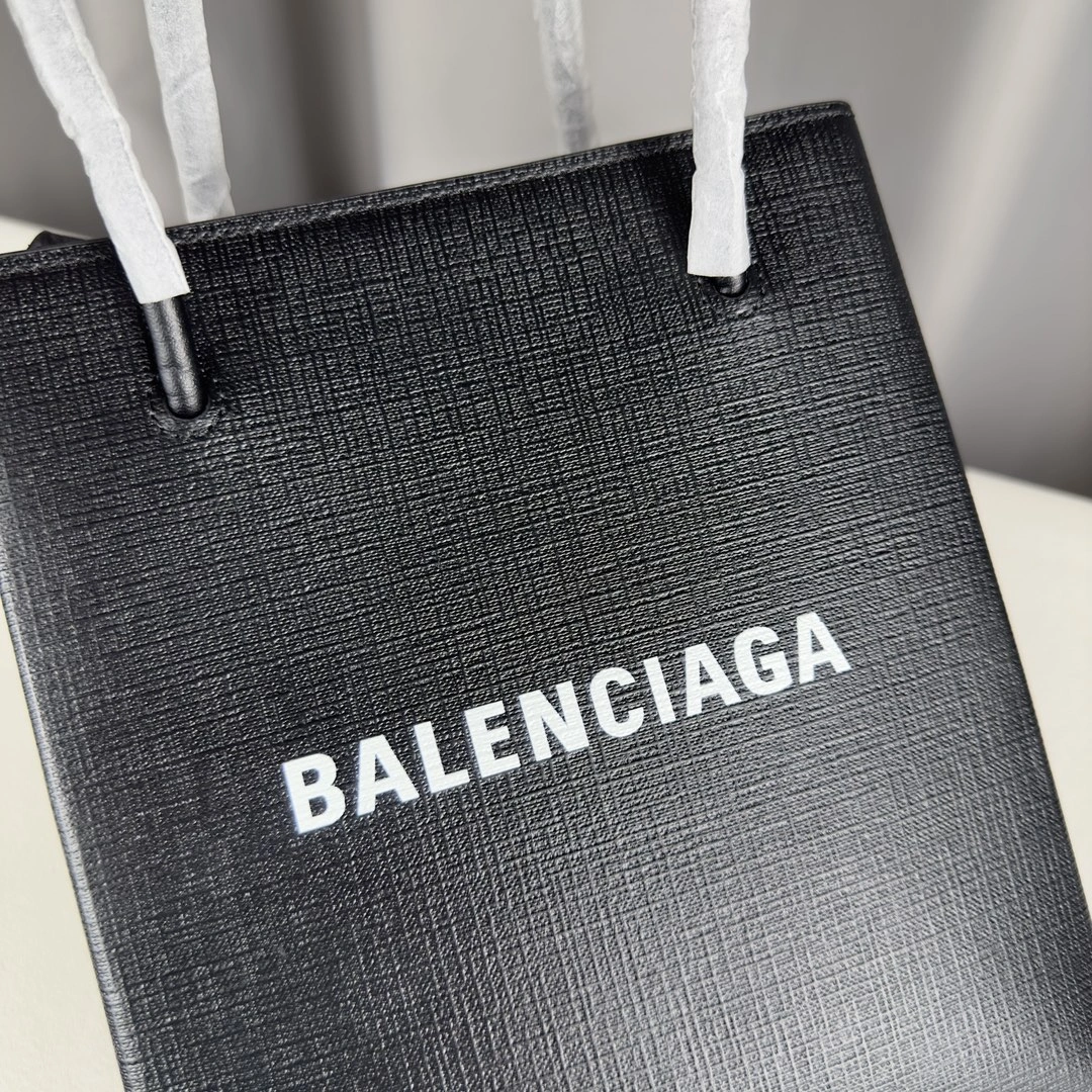 Authentic Balenciaga Toothpick-Pattern Calfskin Square Shopping Bag