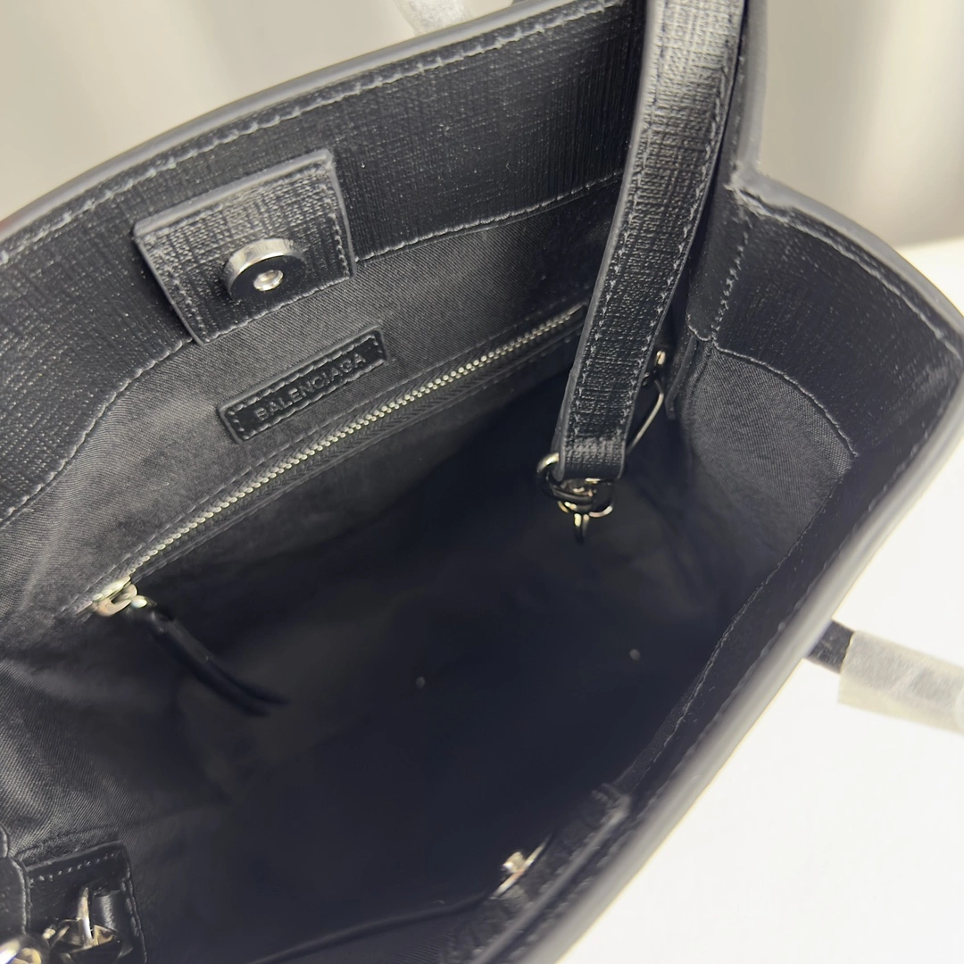 Authentic Balenciaga Toothpick-Pattern Calfskin Square Shopping Bag
