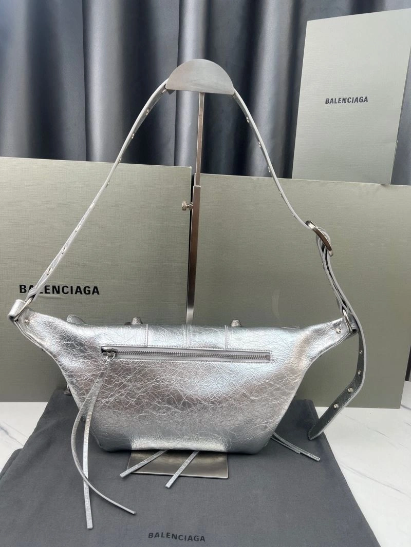Genuine Balenciaga Trendy Unisex Motorcycle Folding Waist Bag - Street Style