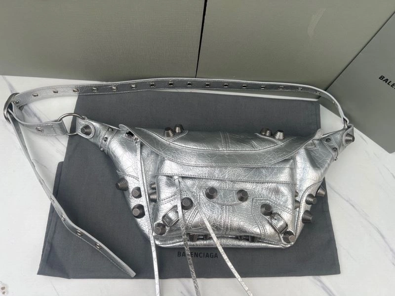 Genuine Balenciaga Trendy Unisex Motorcycle Folding Waist Bag - Street Style