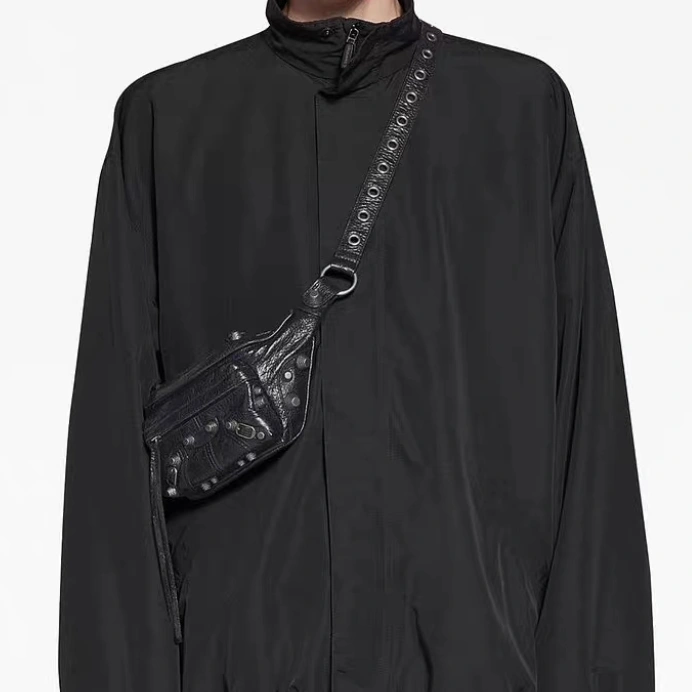 Original Balenciaga Unisex Street Style Motorcycle Folding Waist Bag - 20x5x19cm
