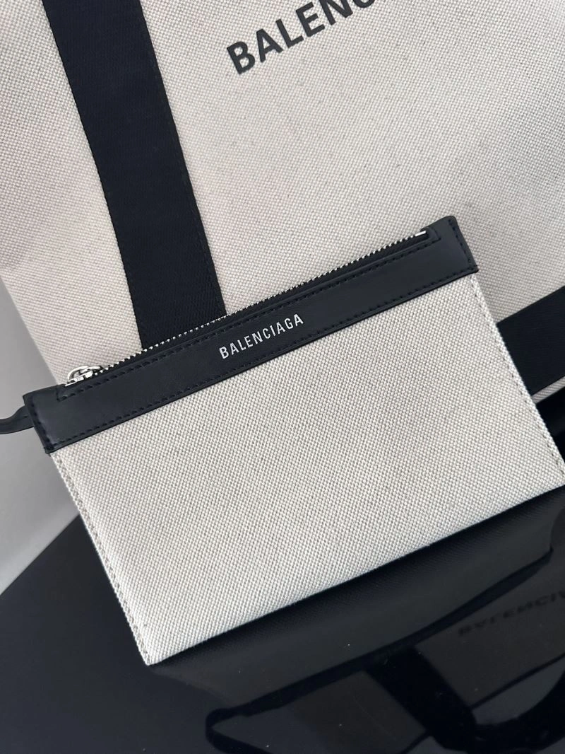 Top match Balenciaga Versatile Navy Canvas Tote with Black Leather Accents