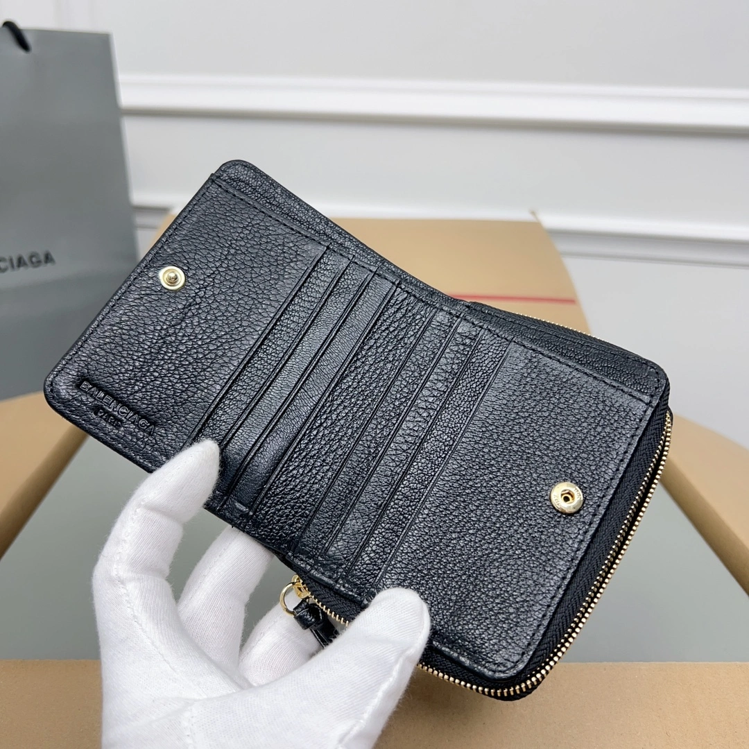 Indistinguishable Balenciaga Vintage Black Leather Card Holder with Compartments