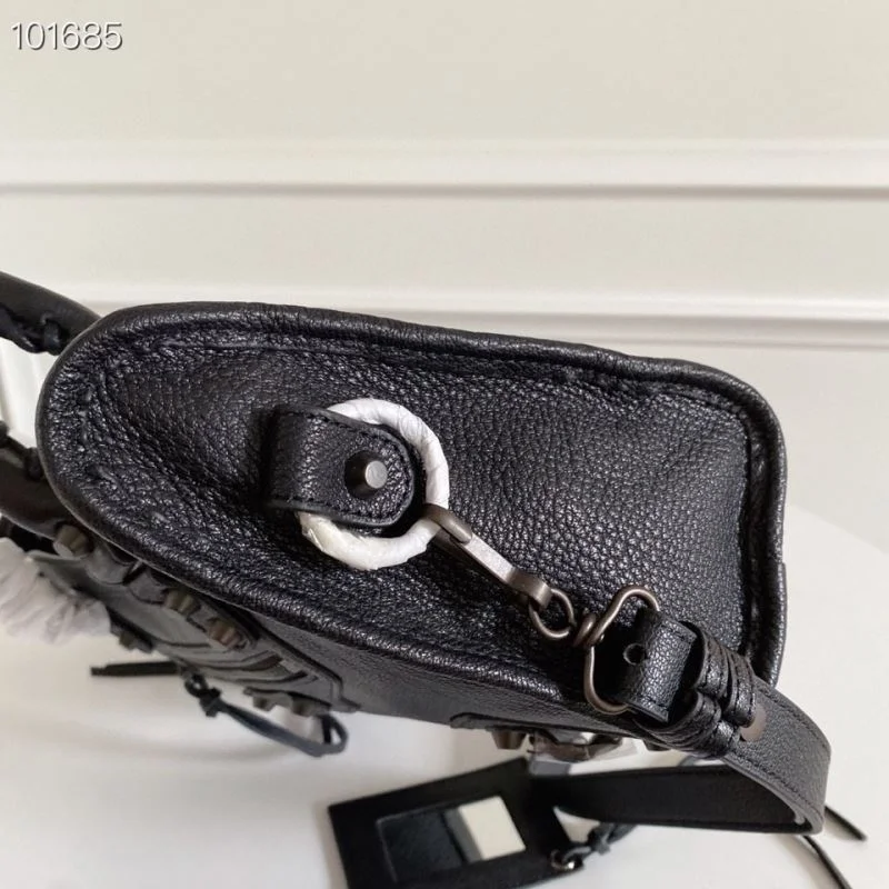 Economical Balenciaga Vintage Goat Leather Motorcycle Bag with Brass Studs
