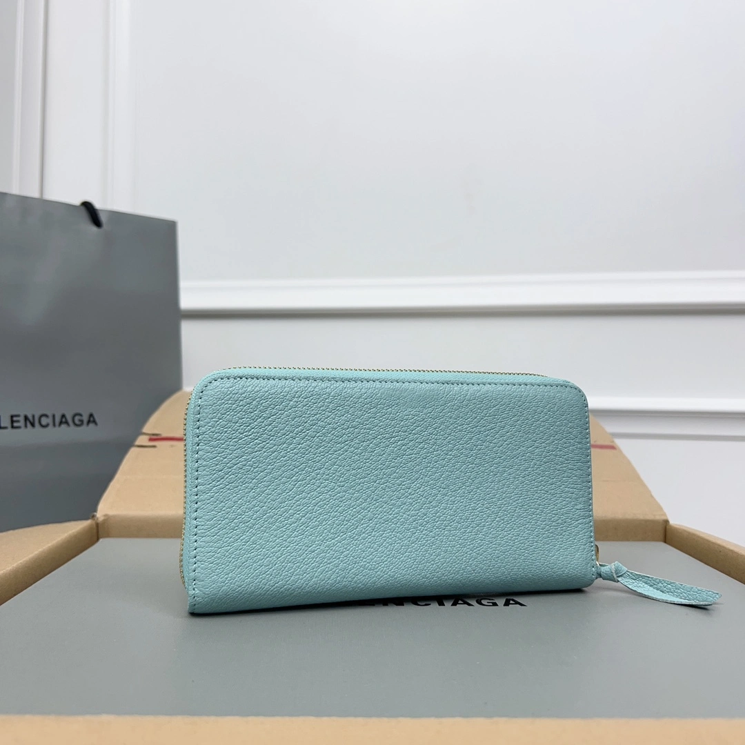 Authentic Balenciaga Vintage Green Goat Leather Biker Wallet with Card Holder