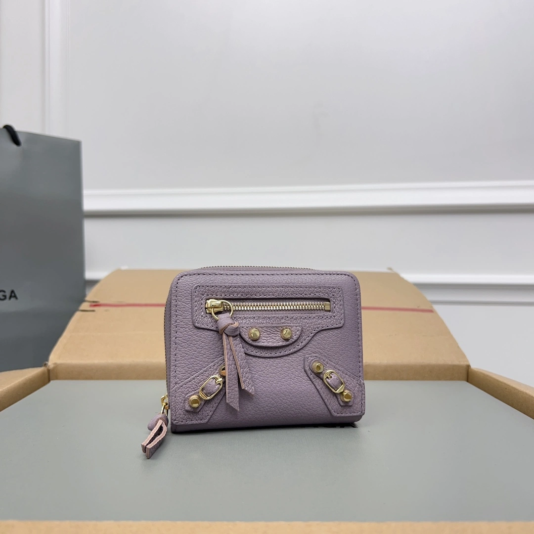 Balenciaga Vintage Light Purple Goatskin Compact Wallet