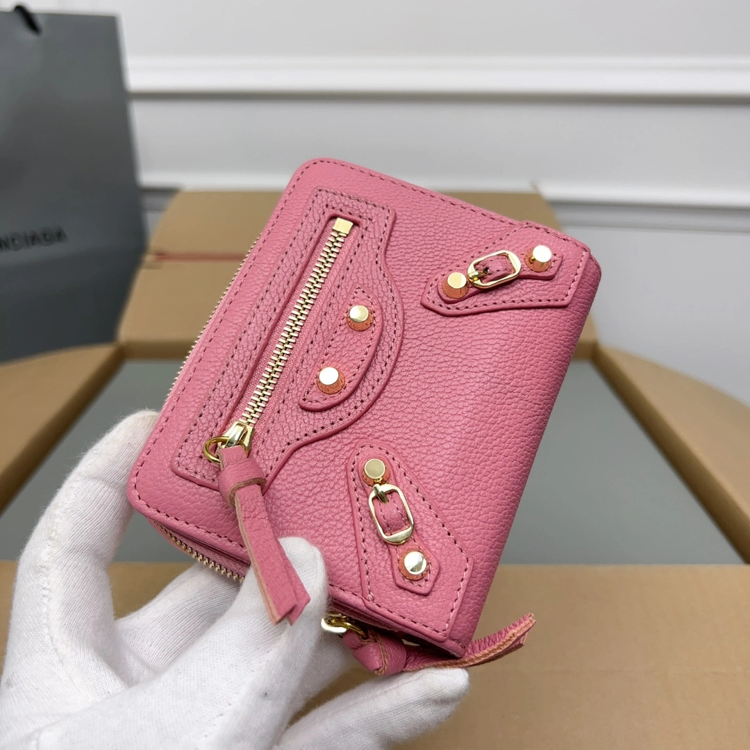 OEM Balenciaga Vintage Pink Goat Leather Compact Card Bag