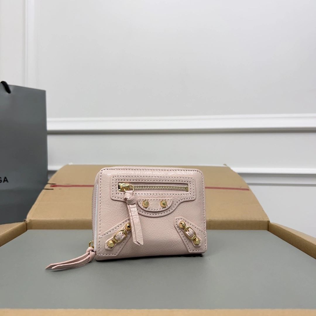 Balenciaga Vintage Pink Lambskin Compact Card Holder Wallet