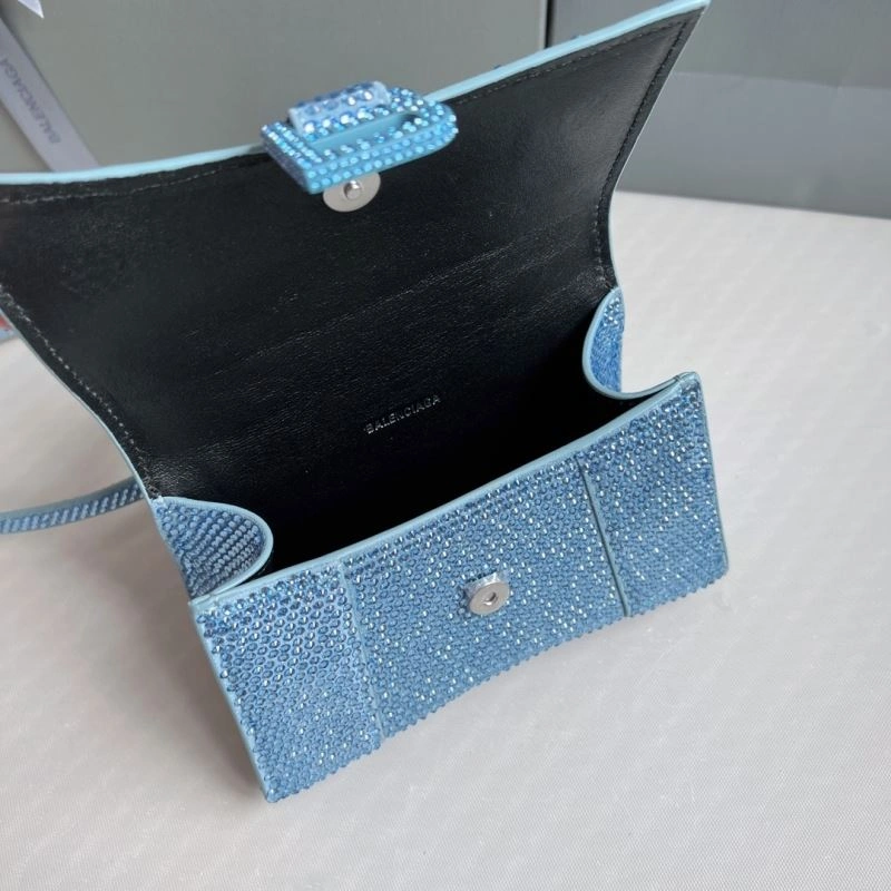 High accuracy Balenciaga Water Blue Rhinestone Hourglass Bag with B-Clasp