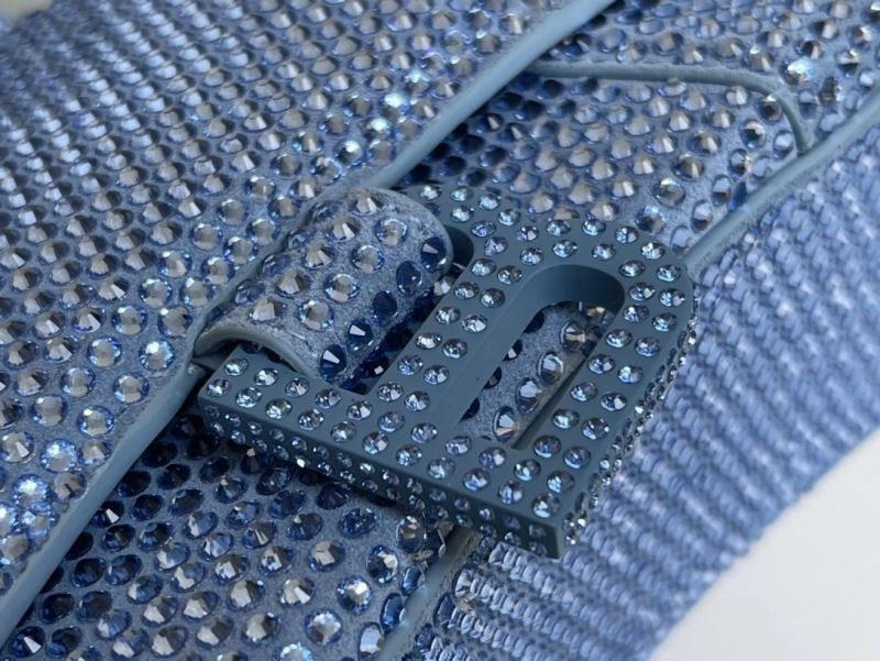 1:1 copy Balenciaga Water Blue Rhinestone Hourglass Bag