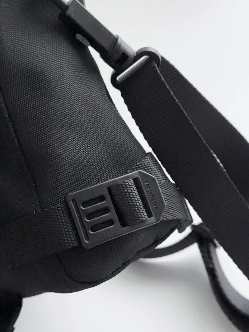 Brand-authenticated Balenciaga Waterproof Nylon Army Black Messenger Bag