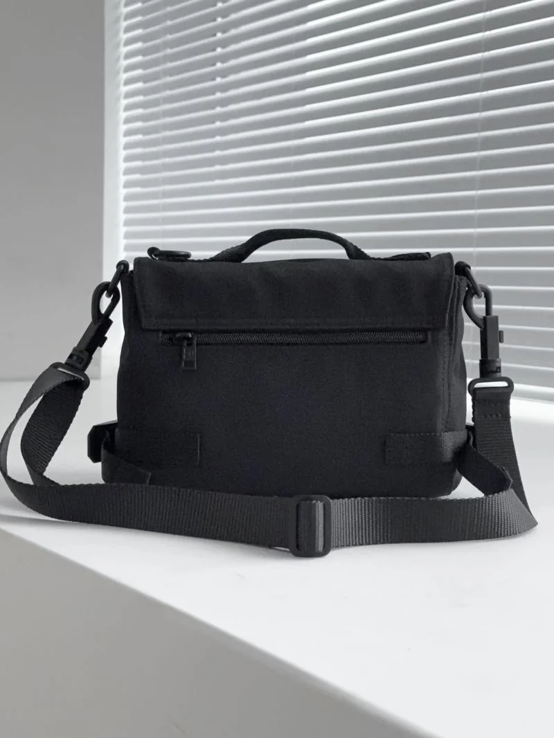Brand-authenticated Balenciaga Waterproof Nylon Army Black Messenger Bag