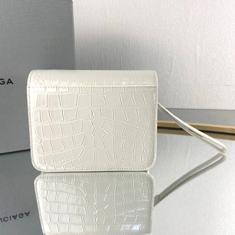 Accurate model Balenciaga White Crocodile Embossed Big B Luxury Box Bag