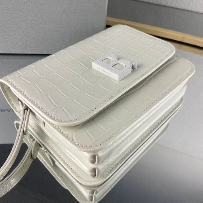 Accurate model Balenciaga White Crocodile Embossed Big B Luxury Box Bag