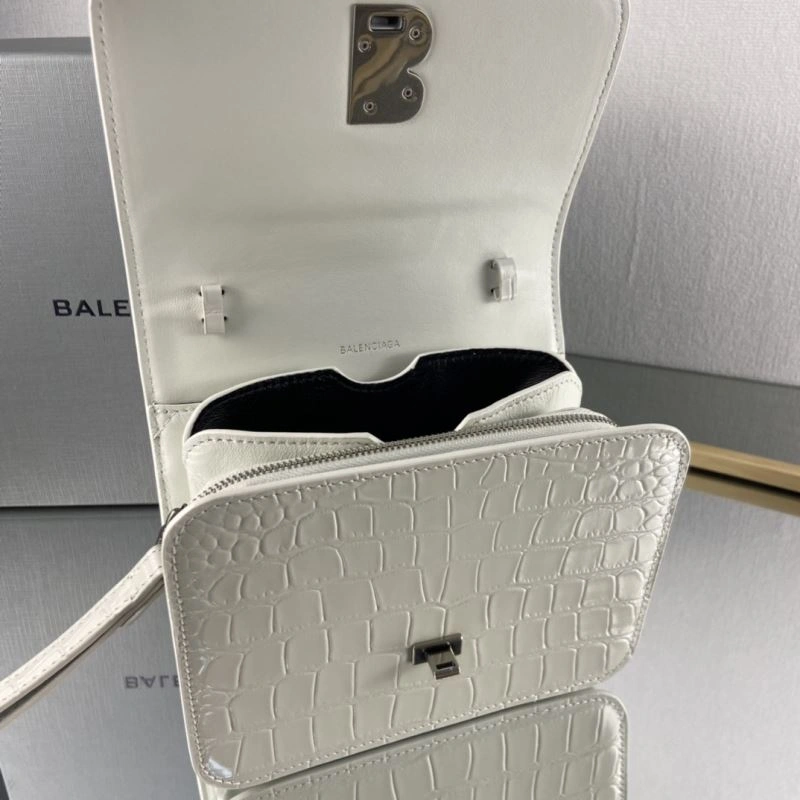 Accurate model Balenciaga White Crocodile Embossed Big B Luxury Box Bag