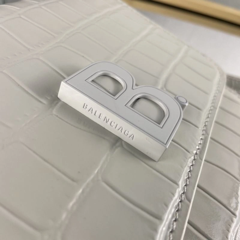 Accurate model Balenciaga White Crocodile Embossed Big B Luxury Box Bag