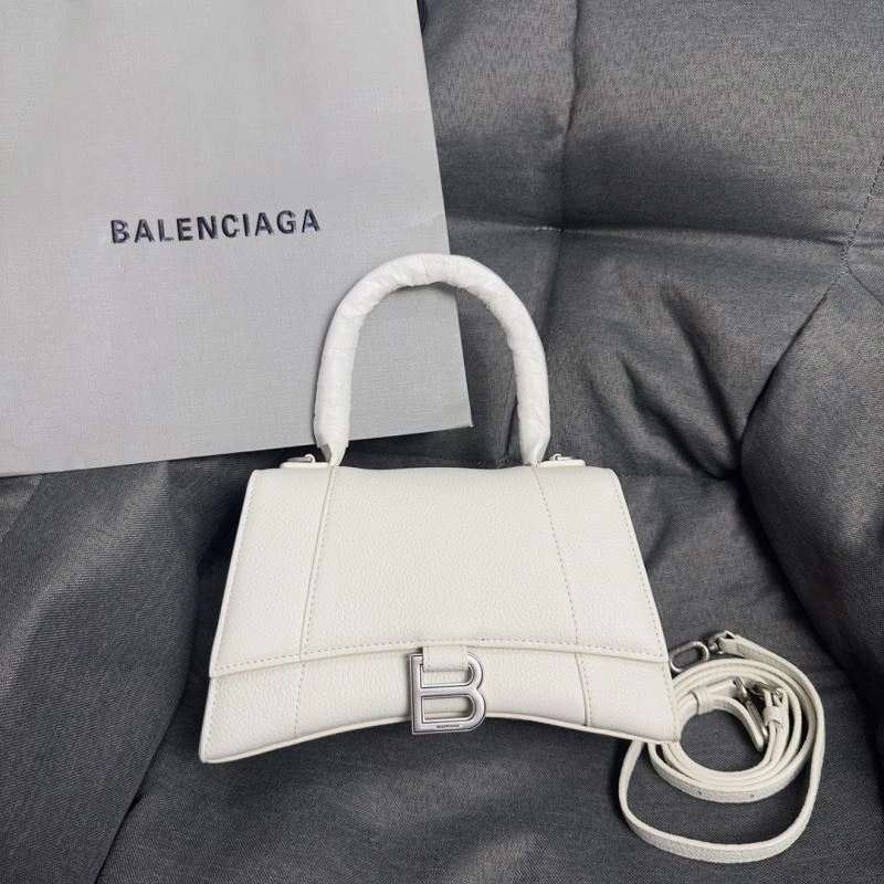Balenciaga White Lychee Hourglass Crescent Bag - Original S Size
