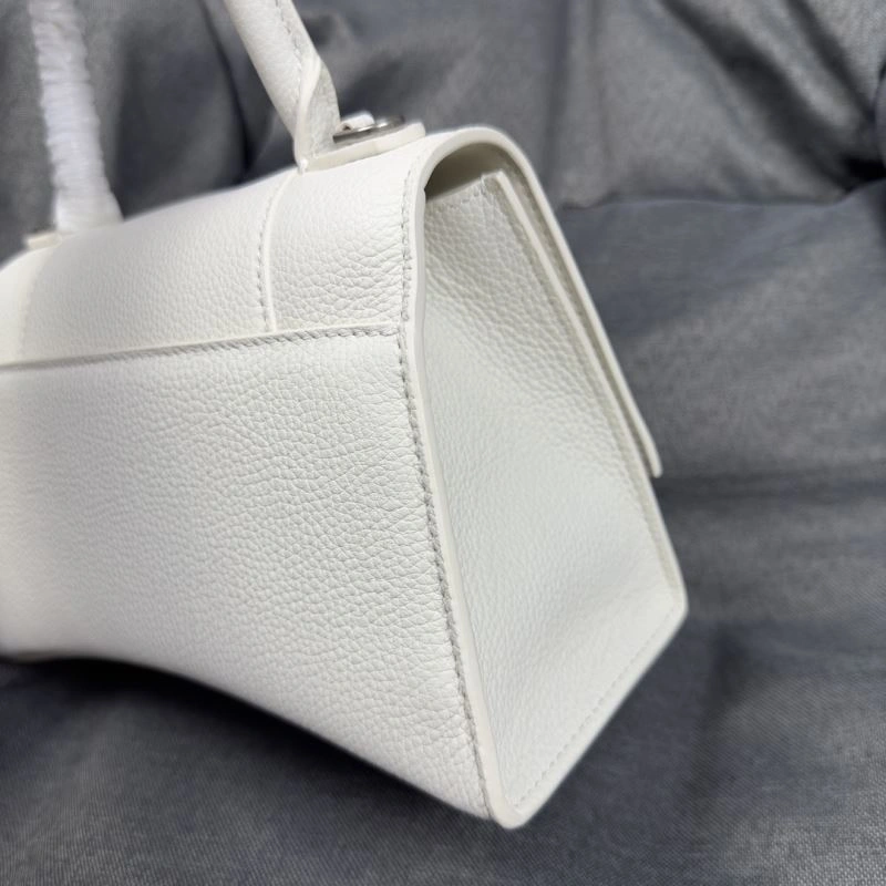 Official Balenciaga White Lychee Hourglass Crescent Bag - Original S Size