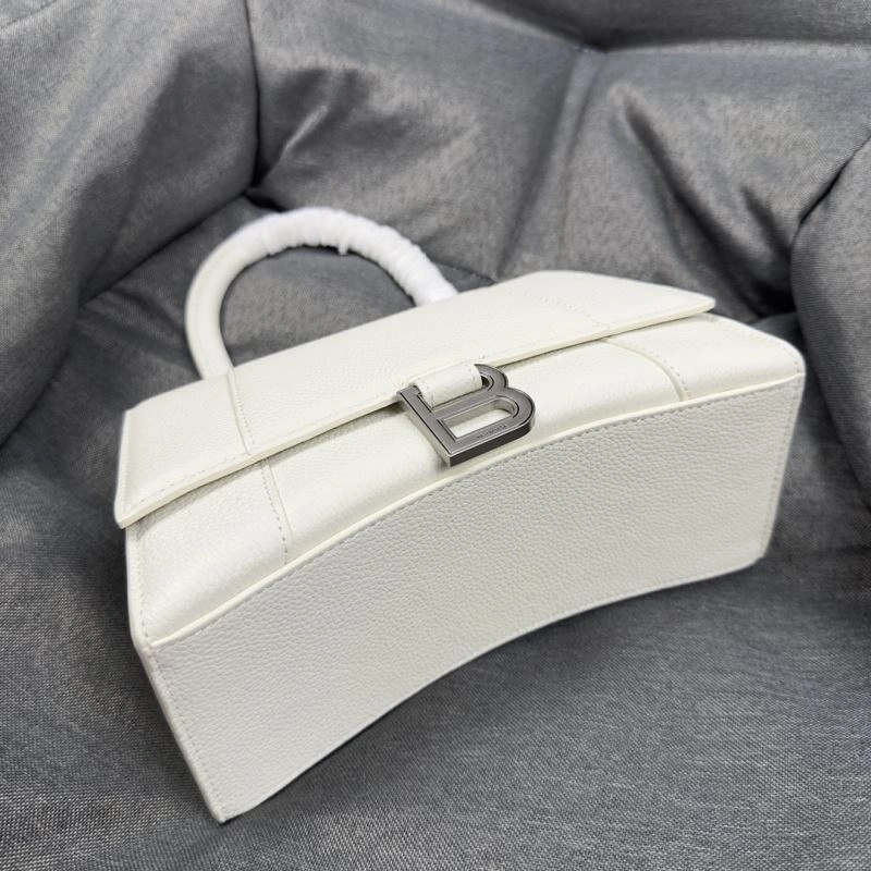 Official Balenciaga White Lychee Hourglass Crescent Bag - Original S Size
