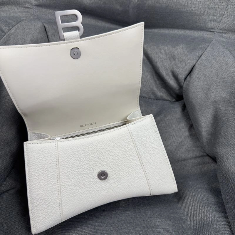 Official Balenciaga White Lychee Hourglass Crescent Bag - Original S Size