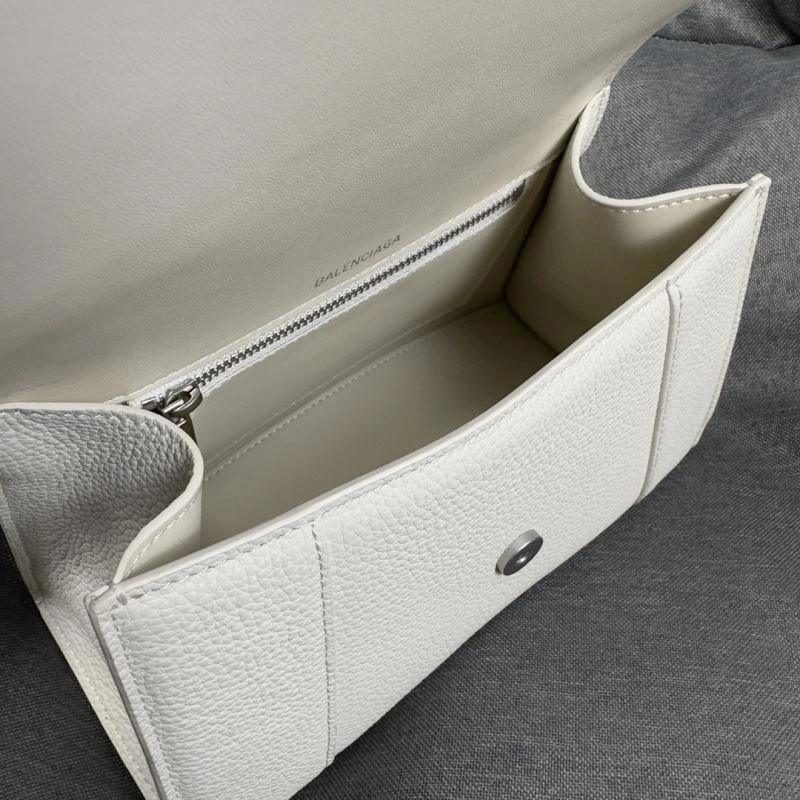 Official Balenciaga White Lychee Hourglass Crescent Bag - Original S Size