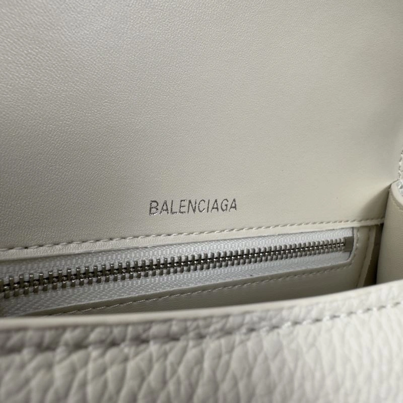 Official Balenciaga White Lychee Hourglass Crescent Bag - Original S Size