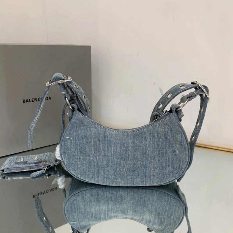 Cut-rate Balenciaga XS Denim Dumpling Bag - Retro Rock Chic Underarm Style