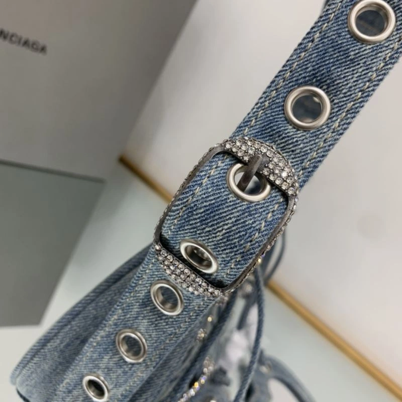 Cut-rate Balenciaga XS Denim Dumpling Bag - Retro Rock Chic Underarm Style