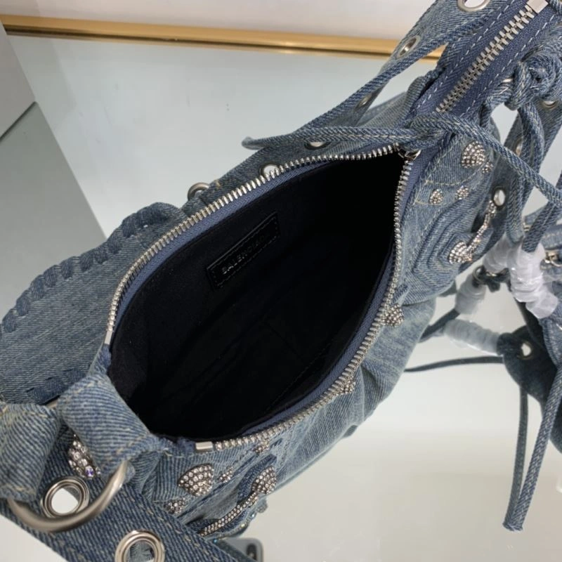 Cut-rate Balenciaga XS Denim Dumpling Bag - Retro Rock Chic Underarm Style
