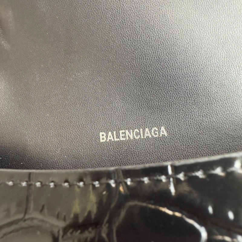 Genuine Balenciaga XS Hourglass Bag - Black Silver Crocodile Edition