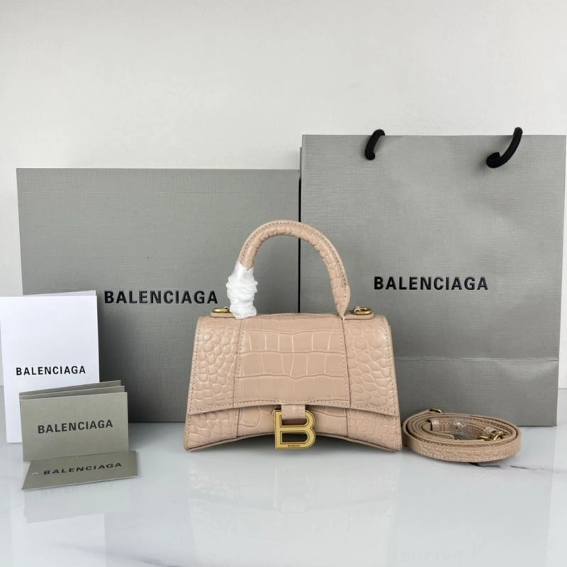 Balenciaga XS Hourglass Bag in Naked Pink Crocodile Pattern