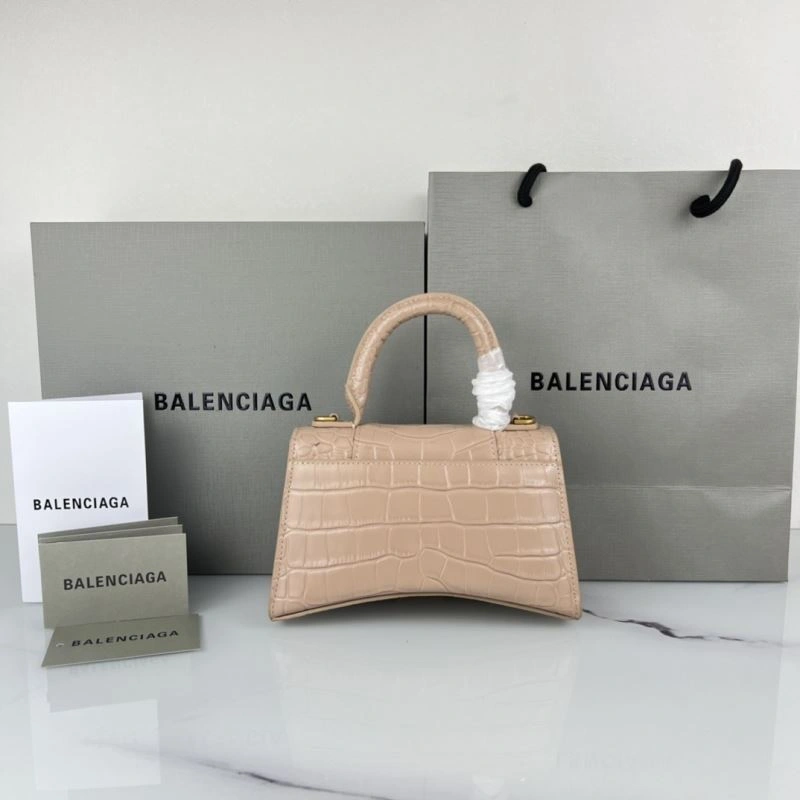 Discounted Balenciaga XS Hourglass Bag in Naked Pink Crocodile Pattern