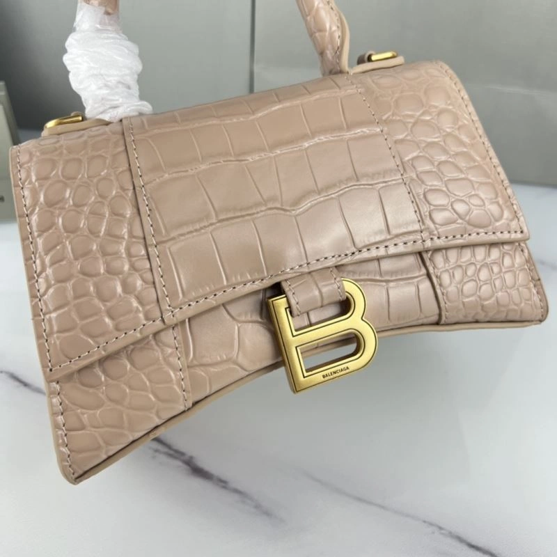 Discounted Balenciaga XS Hourglass Bag in Naked Pink Crocodile Pattern
