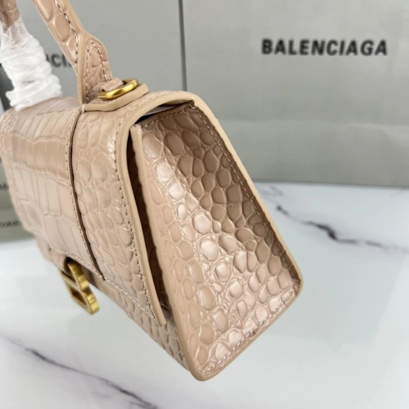 Discounted Balenciaga XS Hourglass Bag in Naked Pink Crocodile Pattern