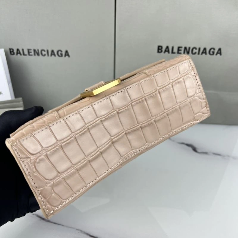 Discounted Balenciaga XS Hourglass Bag in Naked Pink Crocodile Pattern