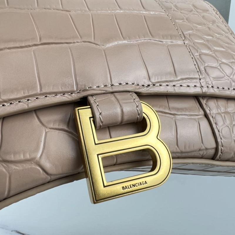 Discounted Balenciaga XS Hourglass Bag in Naked Pink Crocodile Pattern