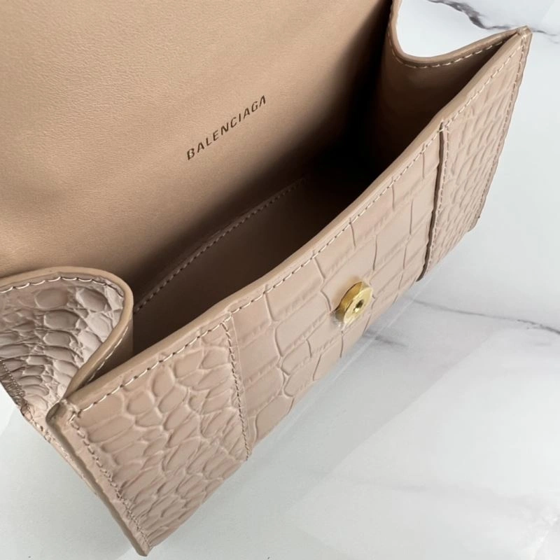 Discounted Balenciaga XS Hourglass Bag in Naked Pink Crocodile Pattern